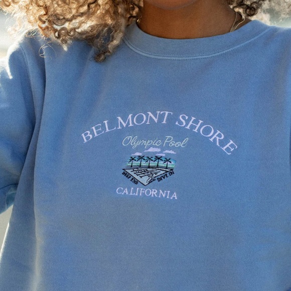 Vintage | Tops | Vintage Slate Blue Belmont Embroidered Crewneck Deep ...